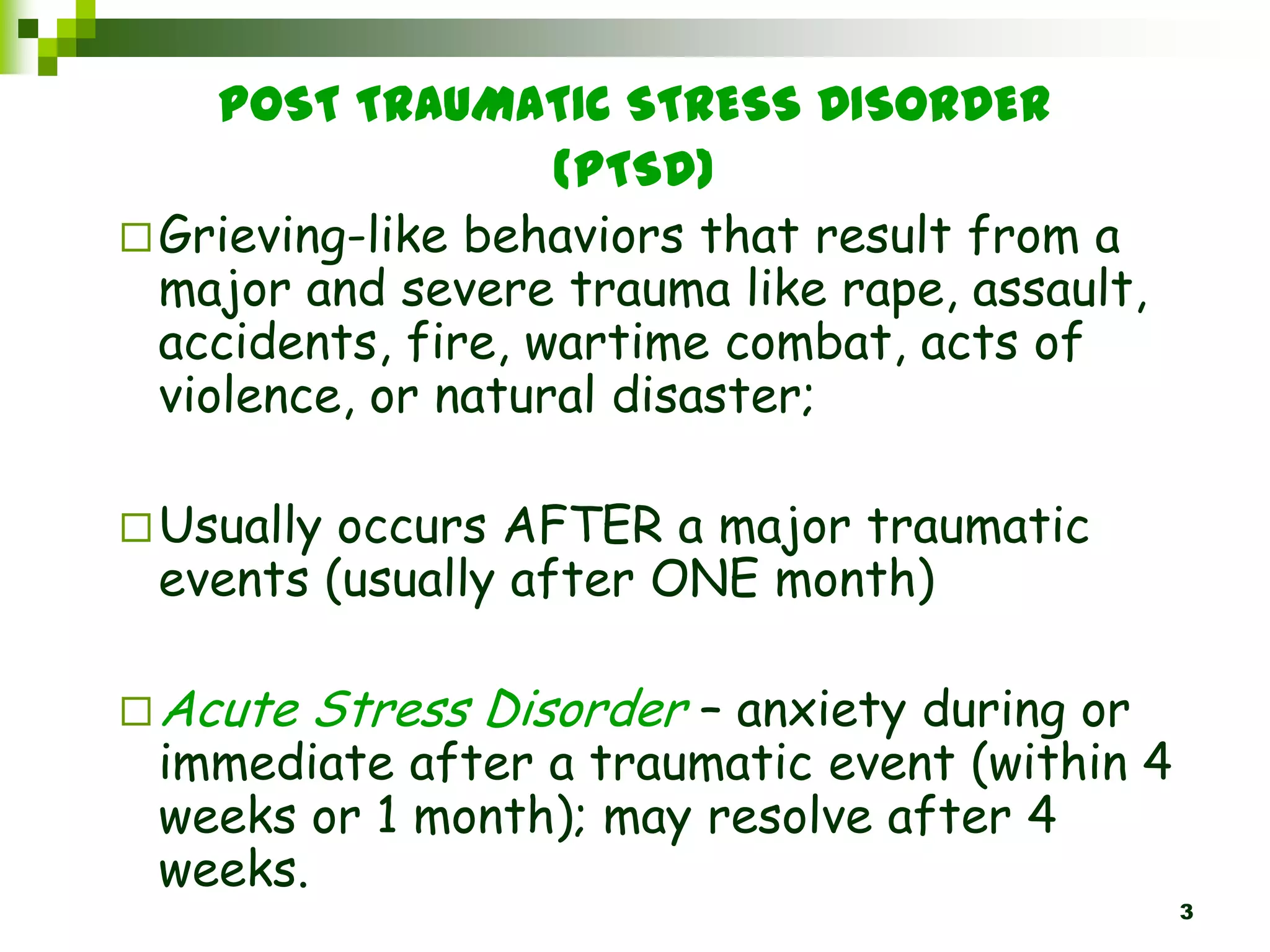 Ptsd (post traumatic stress disorder) | PPTX