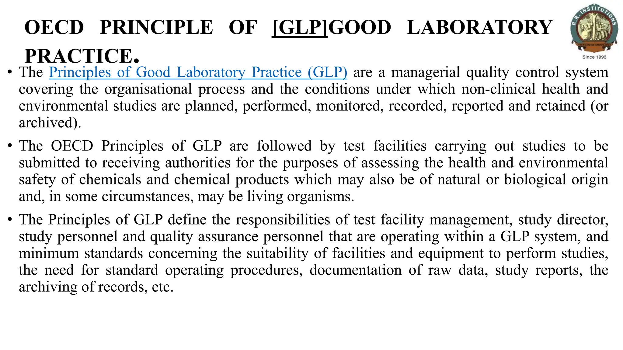 PTSM 2 unit 1 SCHEDULE Y, OECD PRINCIPLE OF GLP & IMPORTANCE DRUG ...