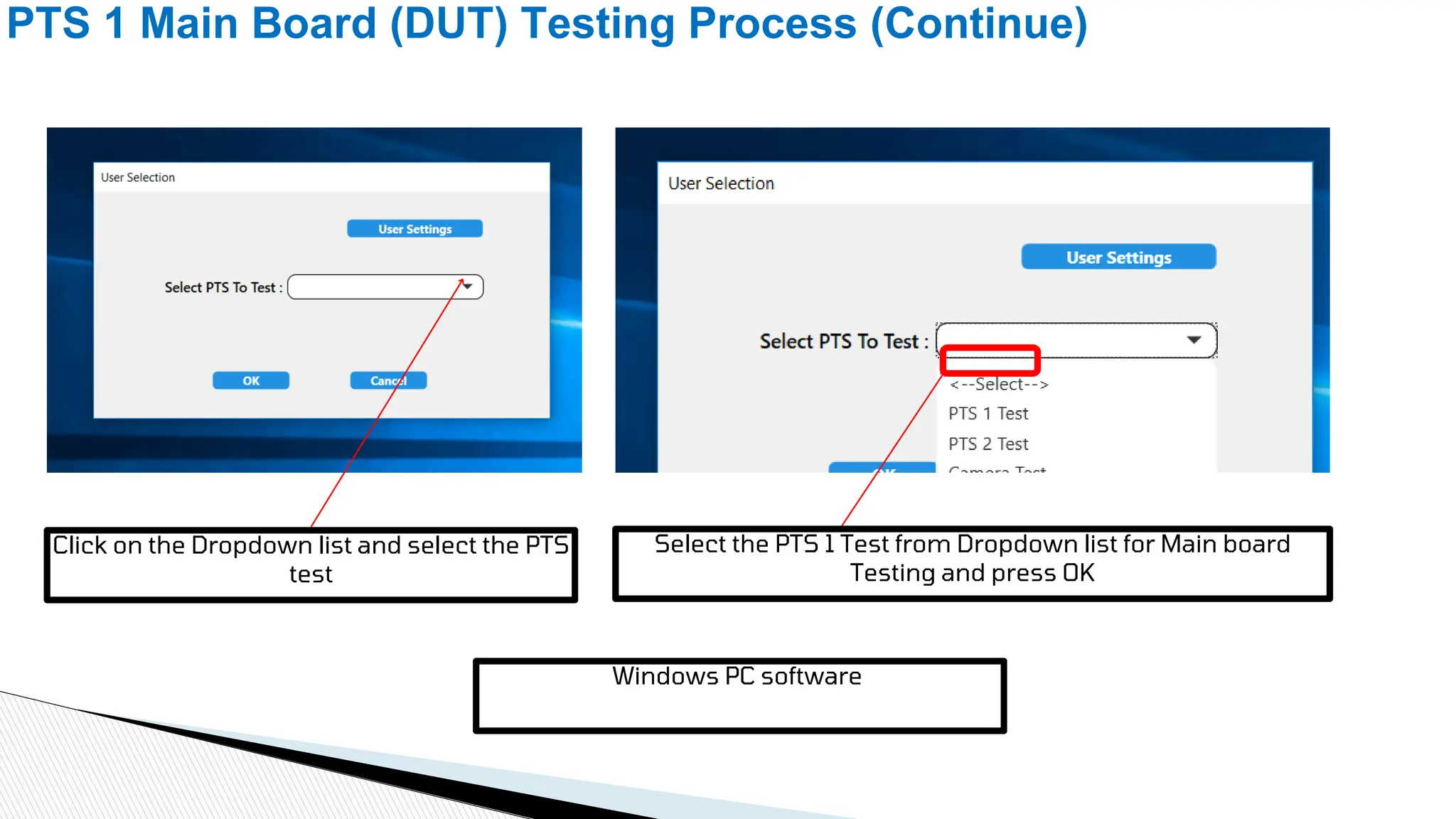 PTS MAIN BOARD PRODUCTION TEST INSTRUCTIONS | PPT