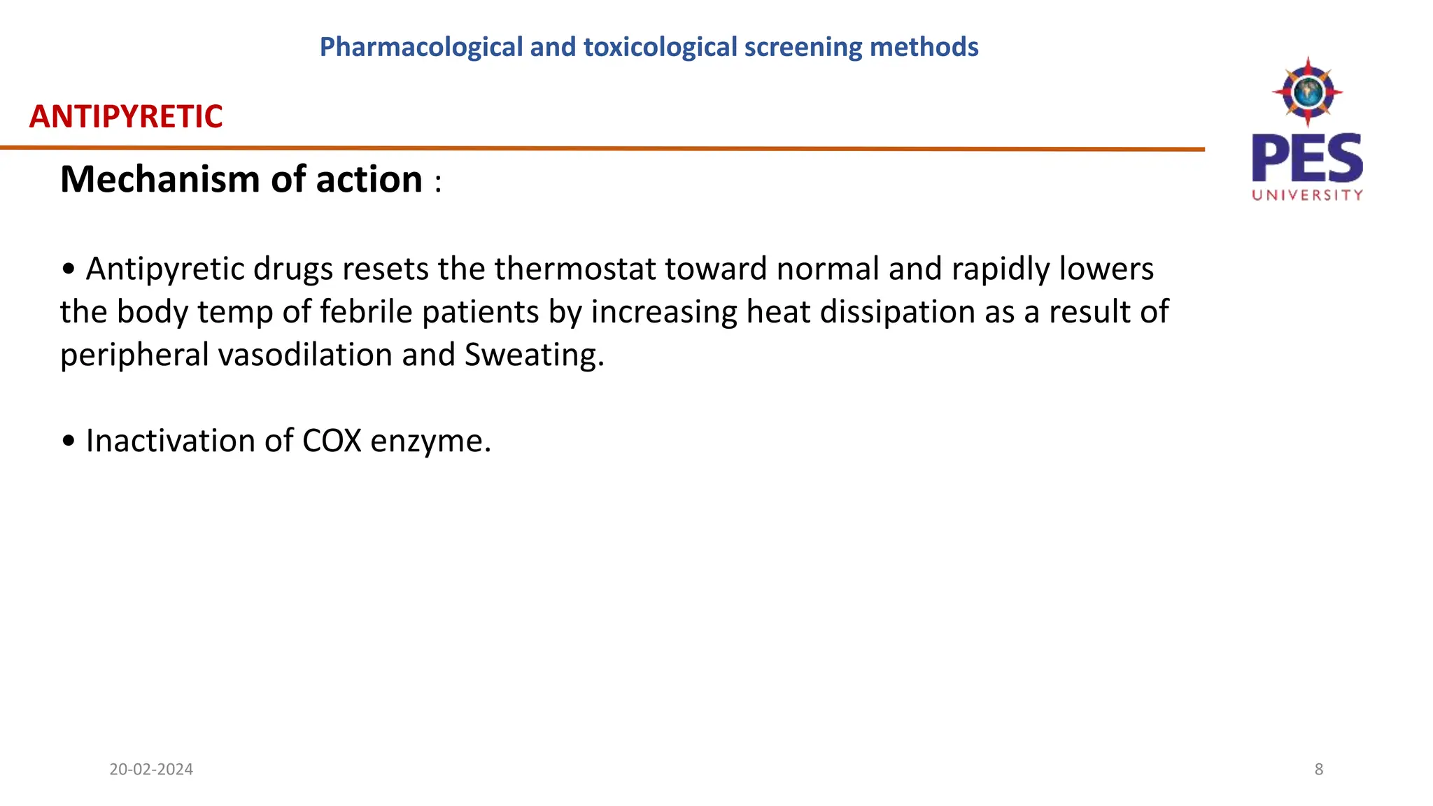 Antipyretic - pharmacological and toxicological screening methods | PPTX