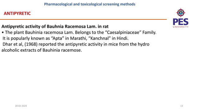 Antipyretic - pharmacological and toxicological screening methods ...