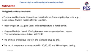 Antipyretic - pharmacological and toxicological screening methods | PPTX