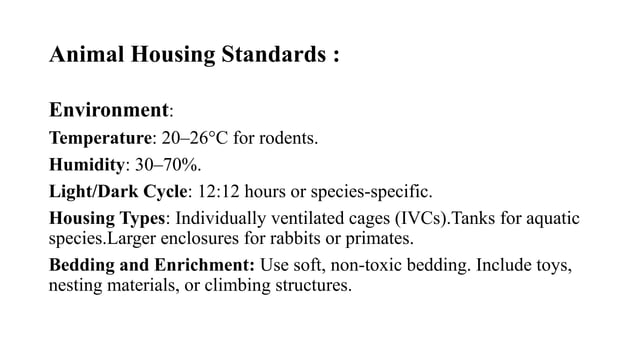 Maintenance and Breeding of Laboratory Animals | PPTX