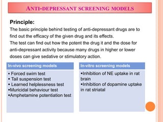 Screening Models of Antidepressants Drugs | PPTX