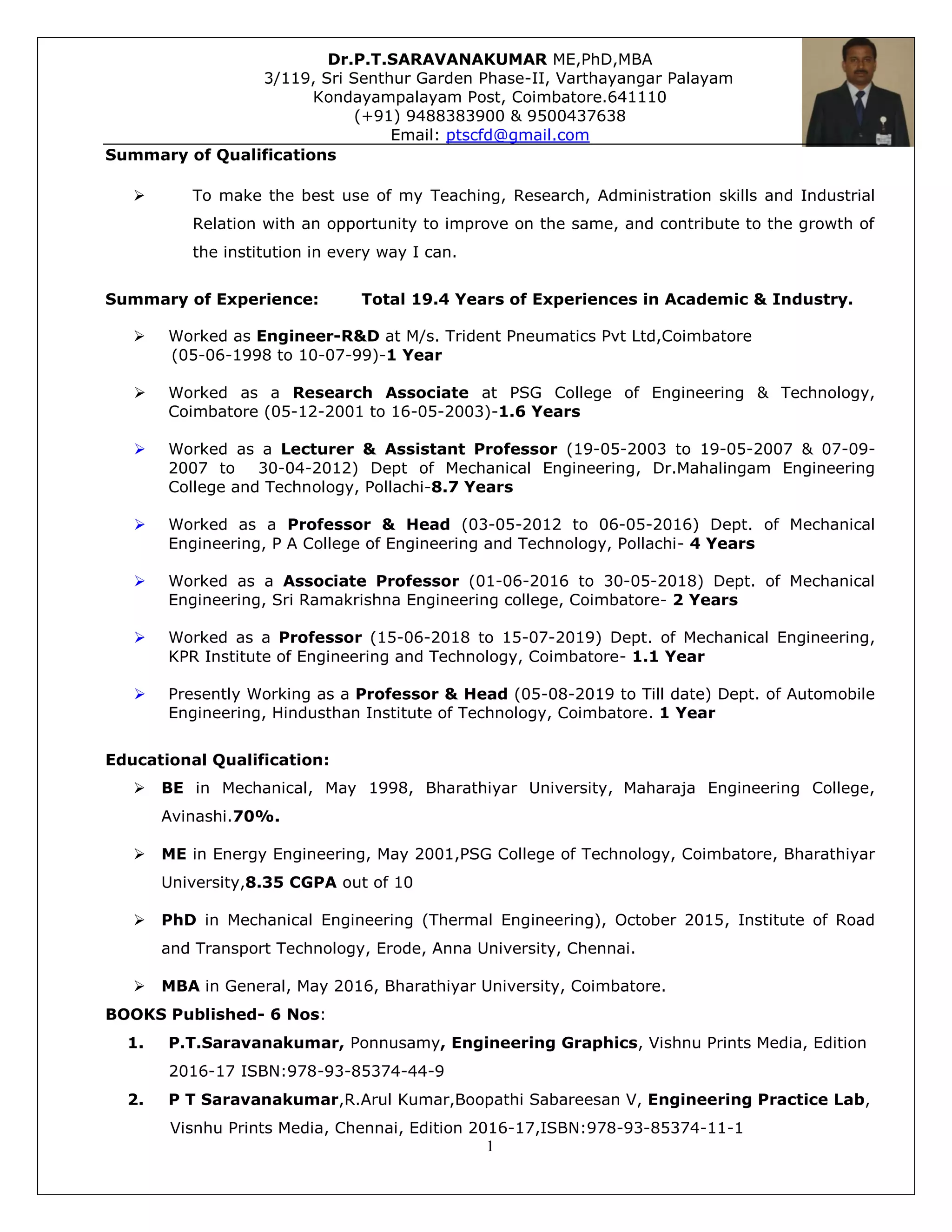 P.T.SARAVANAKUMAR RESUME | PDF