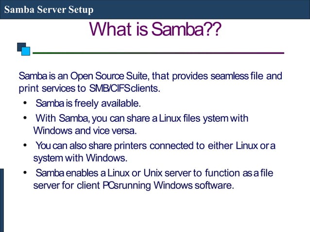 samba server setup Pts ppt (rohit malav) | PPT
