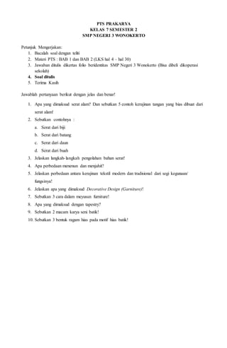 Pts prakarya 7 sem 2 | DOCX