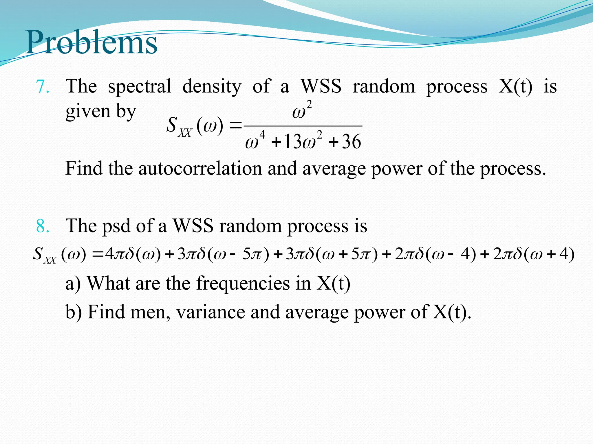 Random Processes Spectral Characteristics Pptx Physics Science