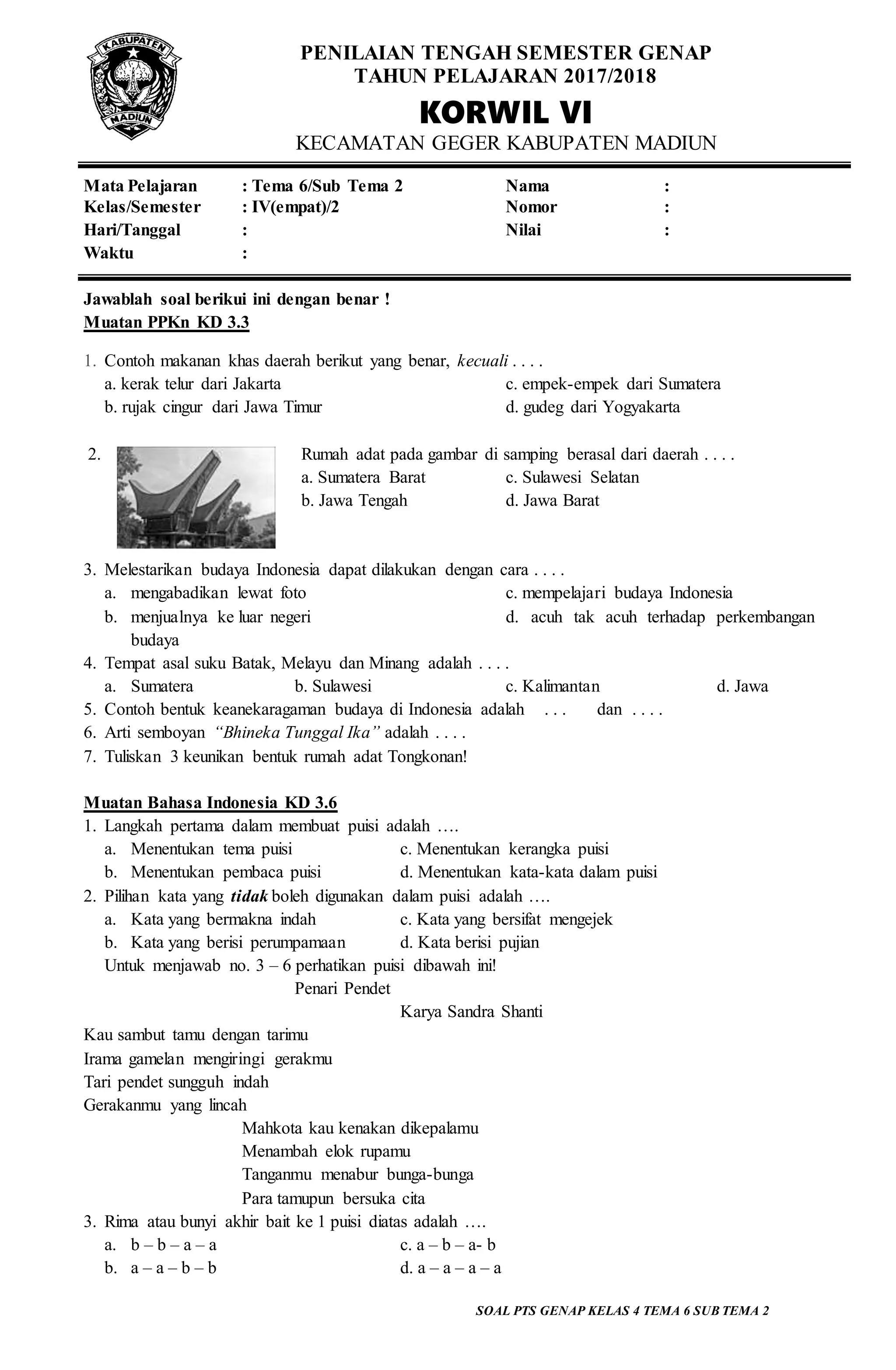 Pts tema 6 sub 2 kls 4 st2 | PDF