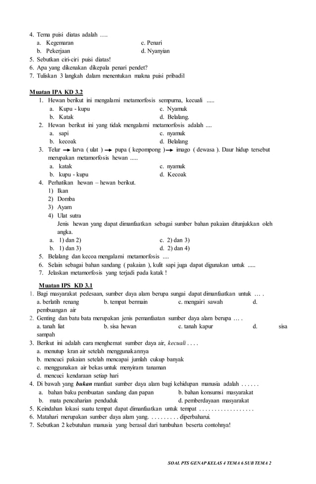Pts tema 6 sub 2 kls 4 st2 | PDF