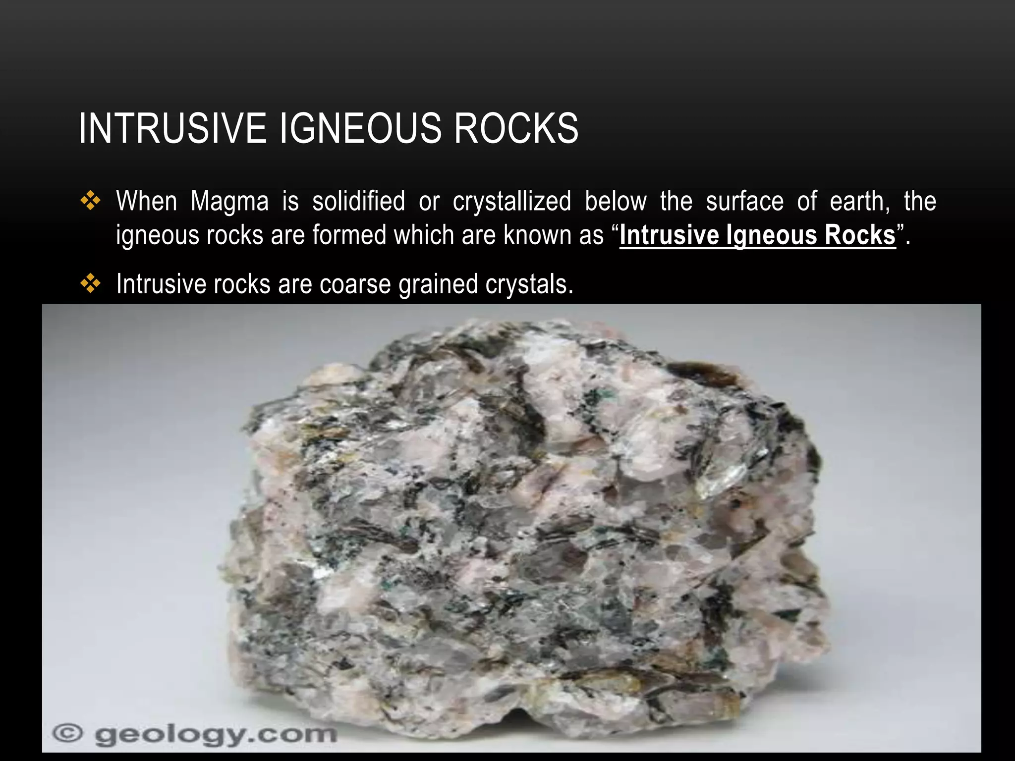 igneous rocks formation and their classification | PPTX