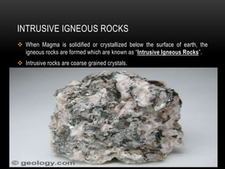 igneous rocks formation and their classification | PPTX