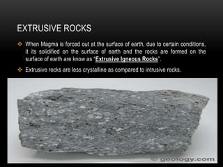 igneous rocks formation and their classification | PPTX