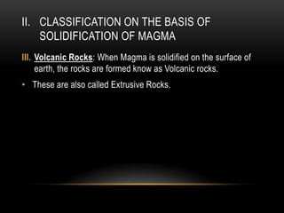 igneous rocks formation and their classification | PPTX