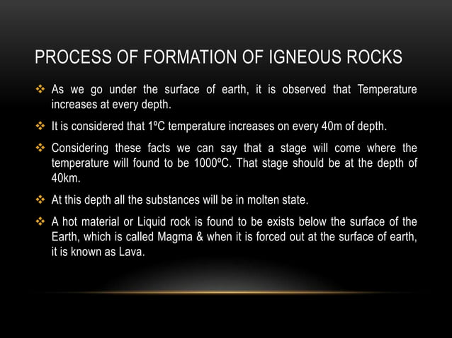 igneous rocks formation and their classification | PPTX