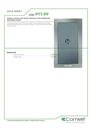 Comelit PTT-PF Data Sheet | PDF