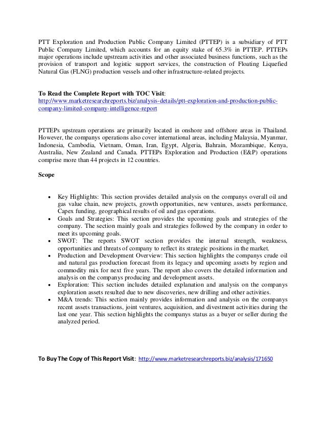 Report Overview: PTT Exploration and Production Public Market Size ...