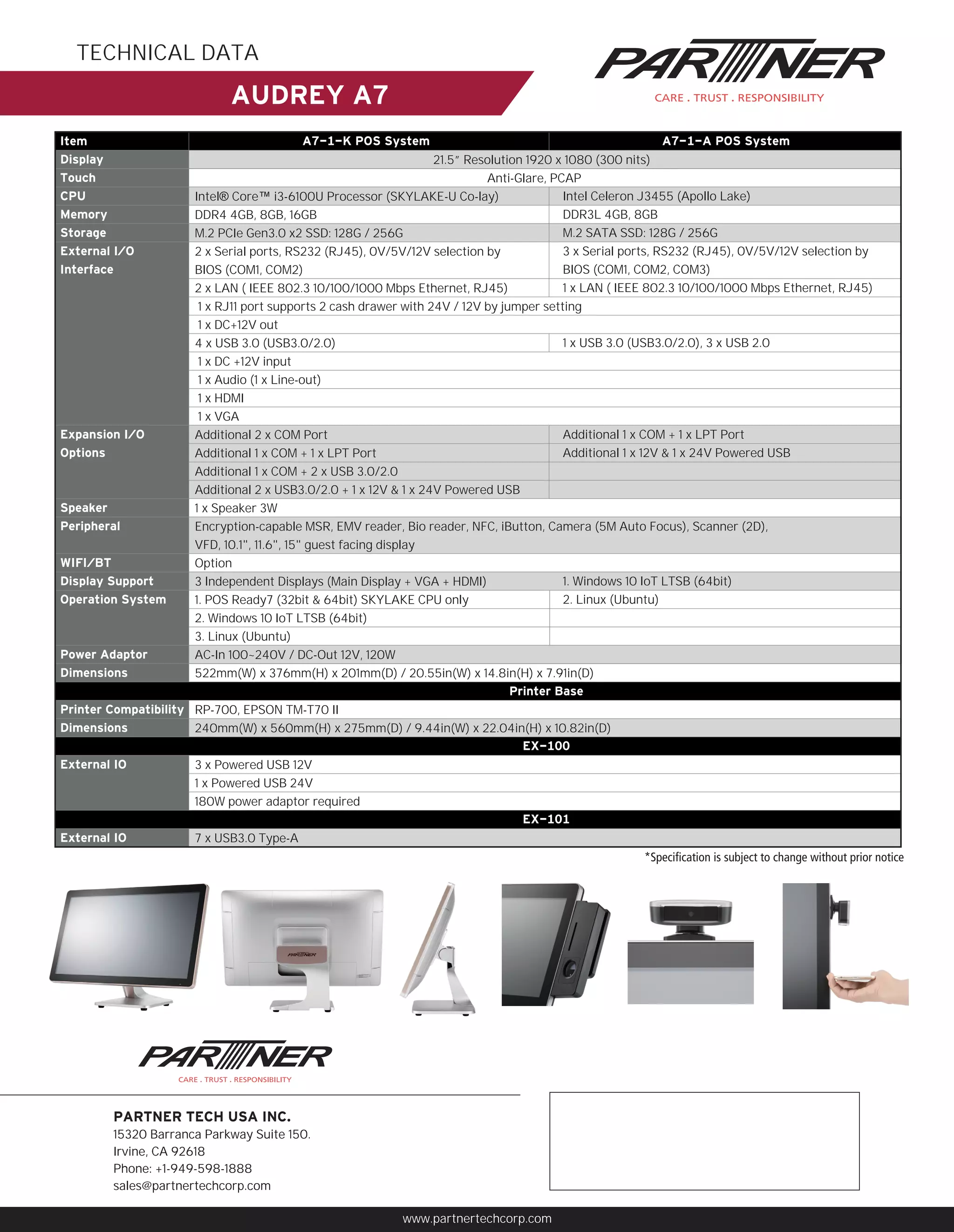 Partner Tech Audrey A7 series-191003 | PDF