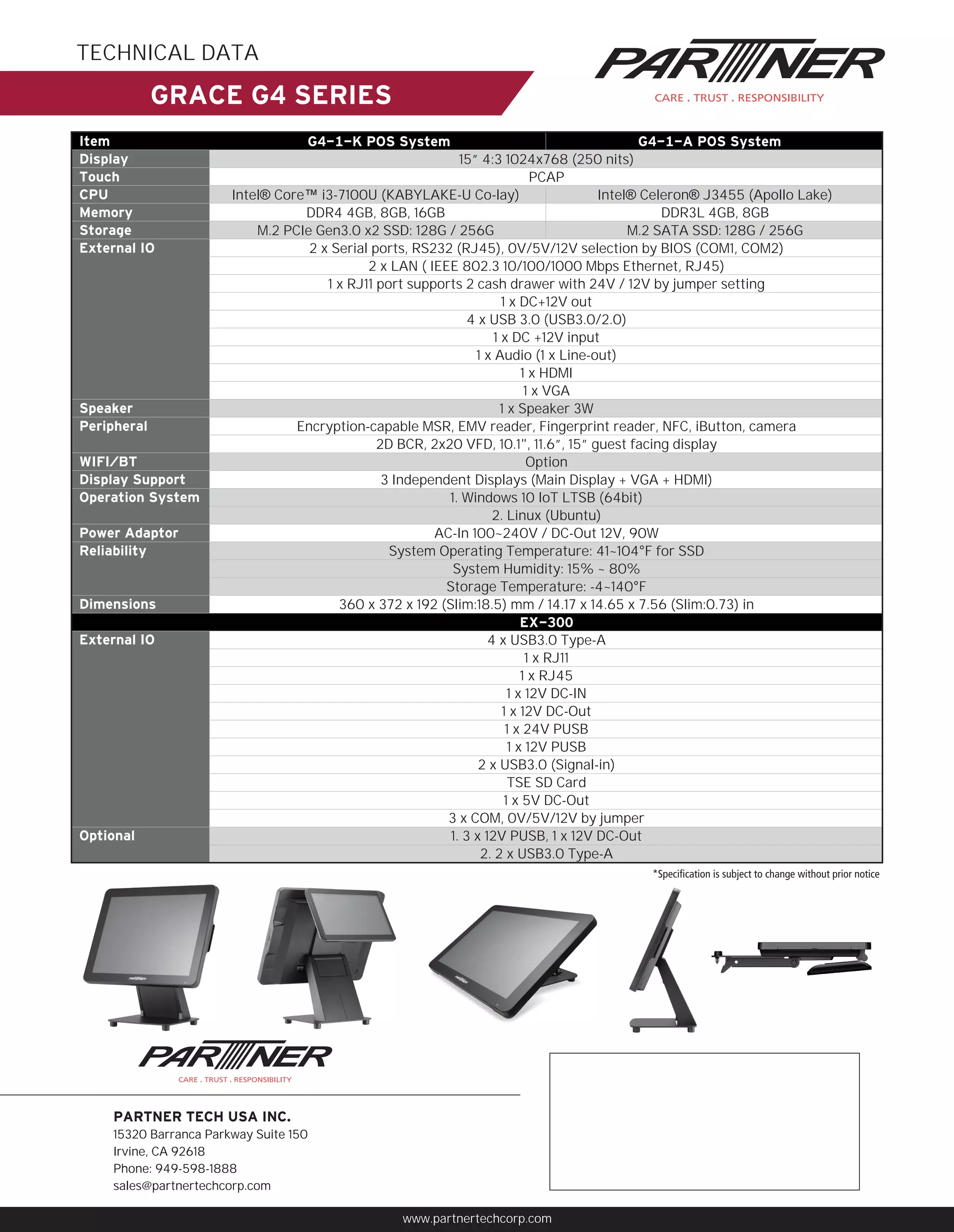 Partner Tech G4 (Grace series) - POS terminal | PDF