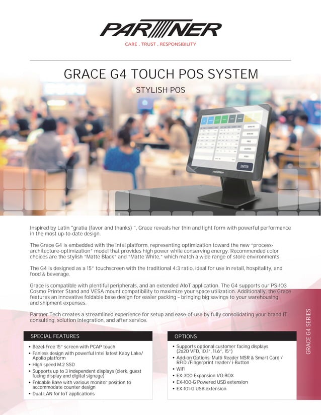 Partner Tech G4 (Grace series) - POS terminal | PDF | Computer Peripherals | Computing