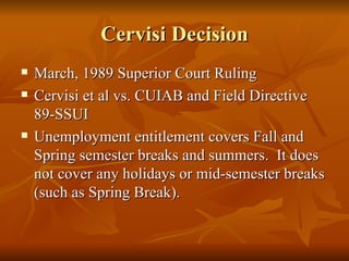 CCC PT Faculty Unemployment Benefits | PPT