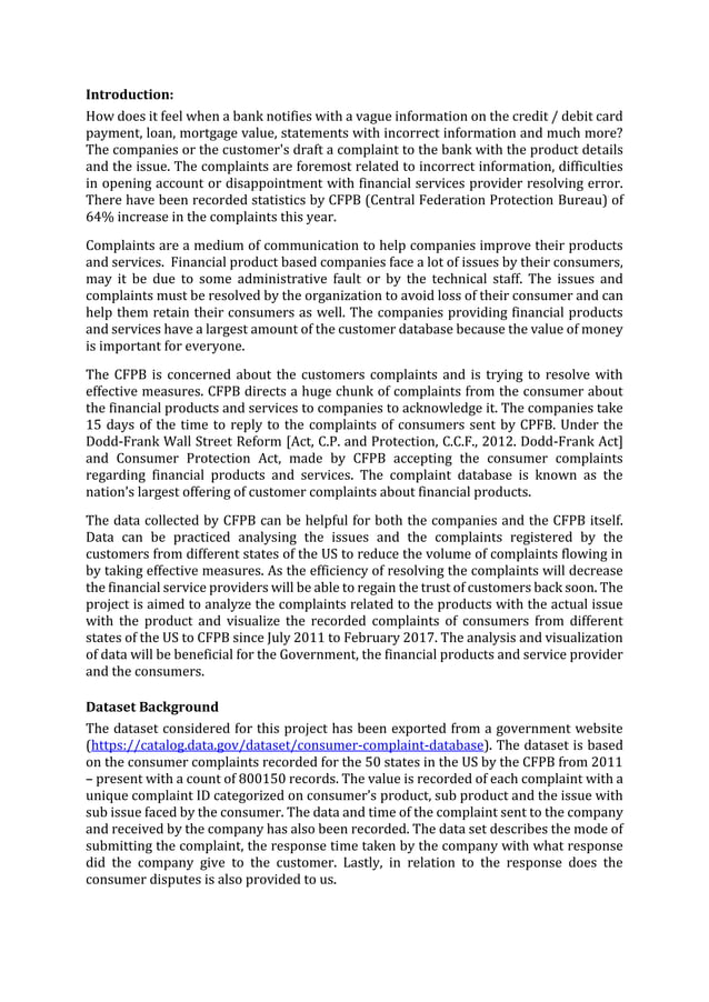 CFPB Consumer Complaints Report - Tableau | PDF