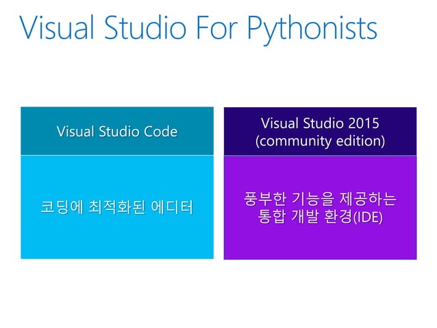 Python 개발자를 위한 최상의 무료 개발 도구 Visual Studio와 Visual Studio Code | PPTX