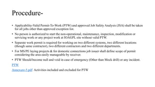 PTW for Infrastructure Distribution of Gas | PPT