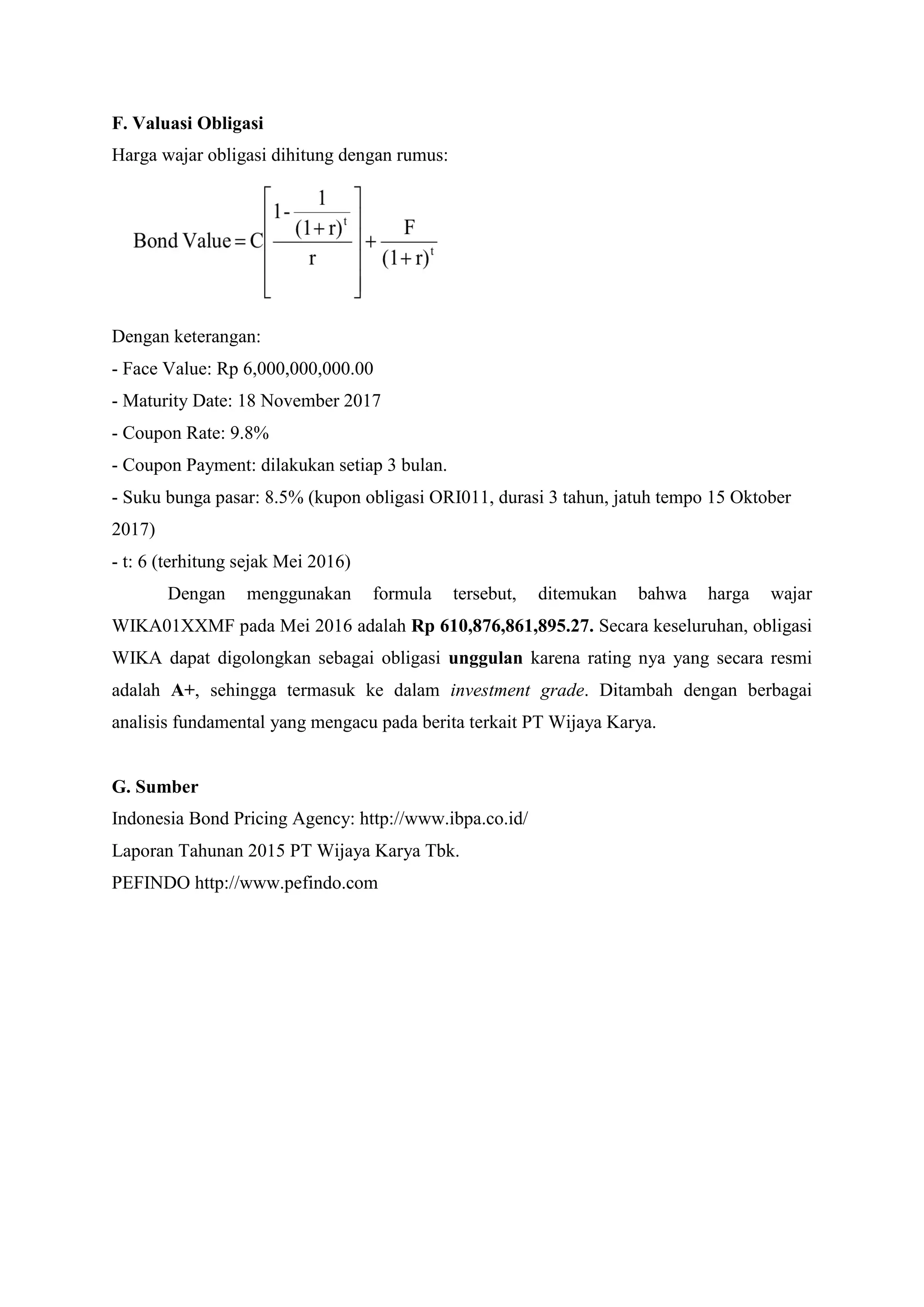 PT Wijaya Karya (Persero) Tbk. Bond Valuation | PDF