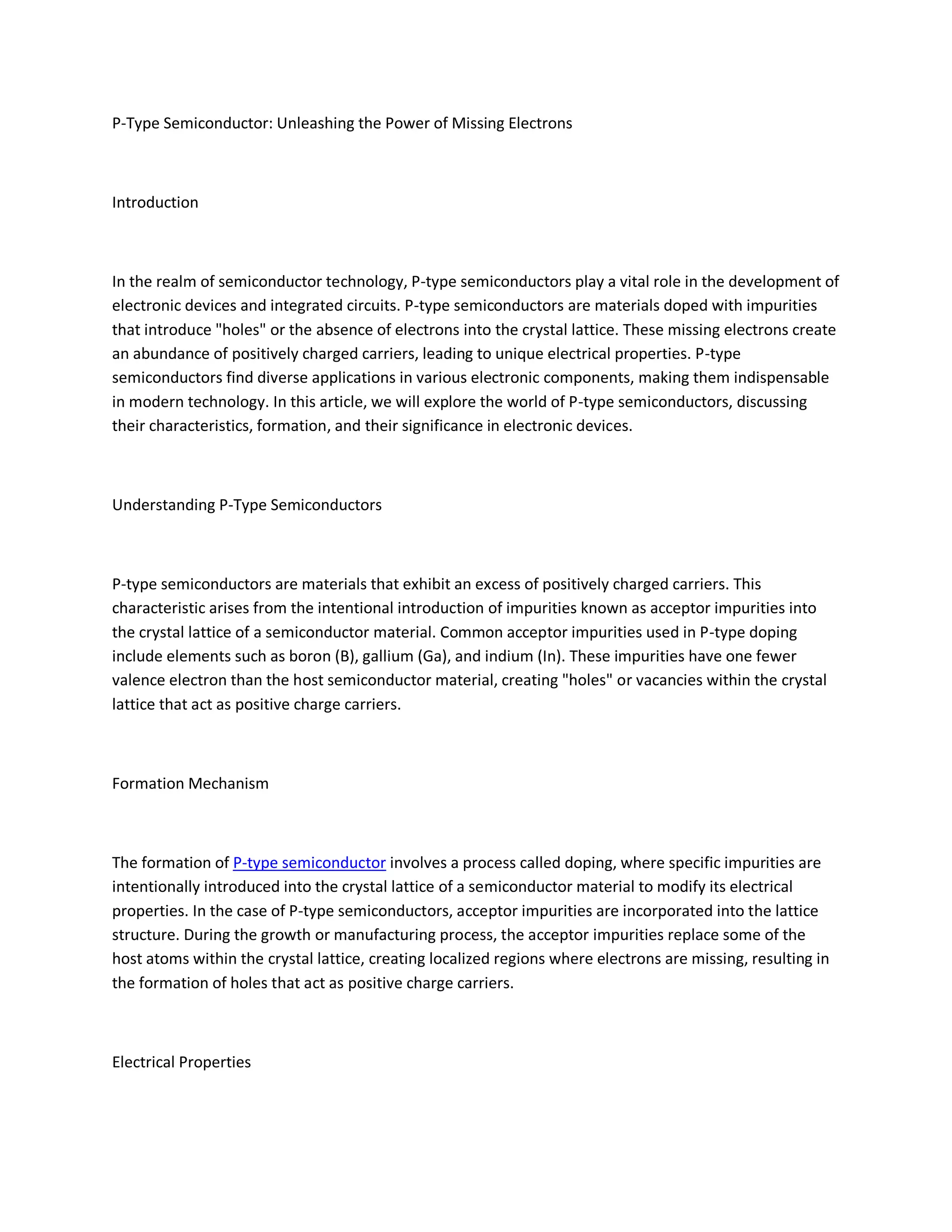P type semiconductor | PDF