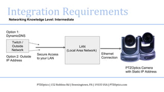 PTZOptics PTZ Twitch Extension | PPTX | Cameras and Camcorders ...