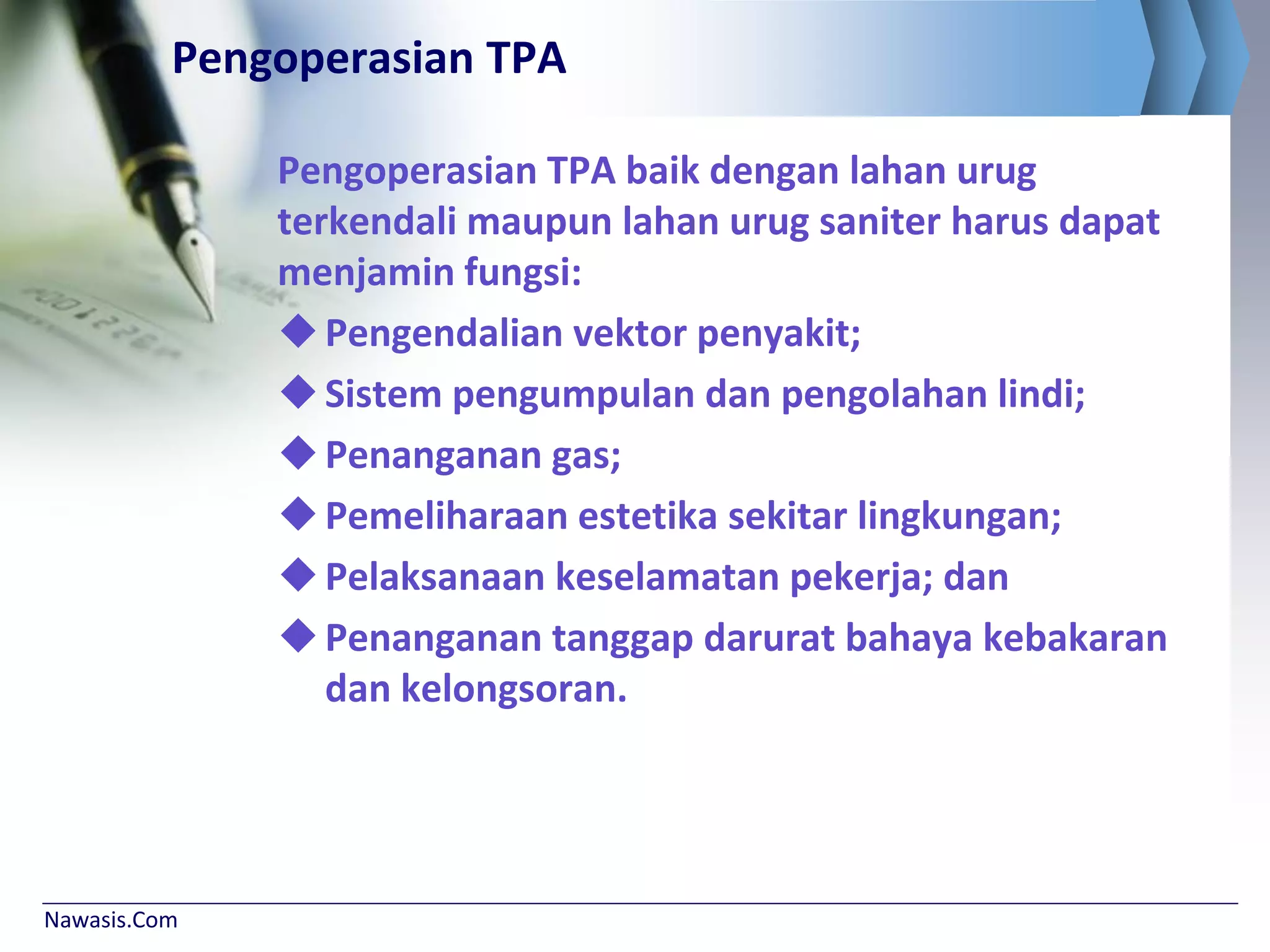 Fasilitas Pengolahan dan Pemrosesan Akhir Sampah | PDF