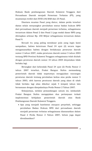 Pemandangan Umum Fraksi Bangun Sultra atas Lima Raperda | PDF