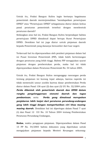 Pemandangan Umum Fraksi Bangun Sultra atas Lima Raperda | PDF