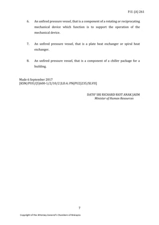 Pua 261 2017 Perintah Kilang Dan Jentera Pdf