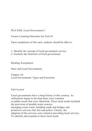 PUA 6304, Local Government 1 Course Learning Outcomes.docx