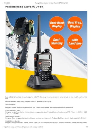 Puang do tcom mobile _ panduan radio baofeng uv-5r | PDF