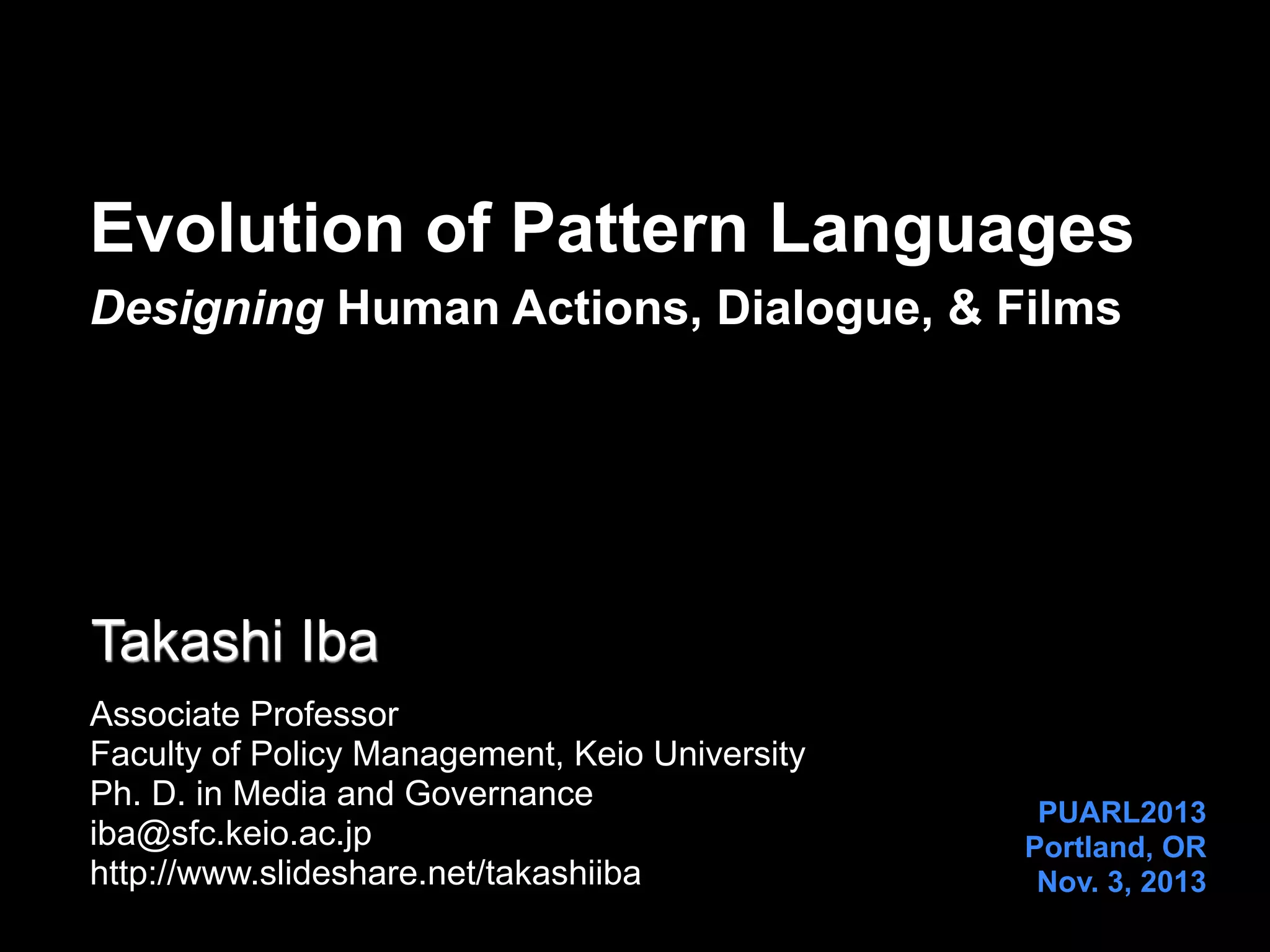 Evolution of Pattern Languages: Designing Human Actions, Dialogue ...