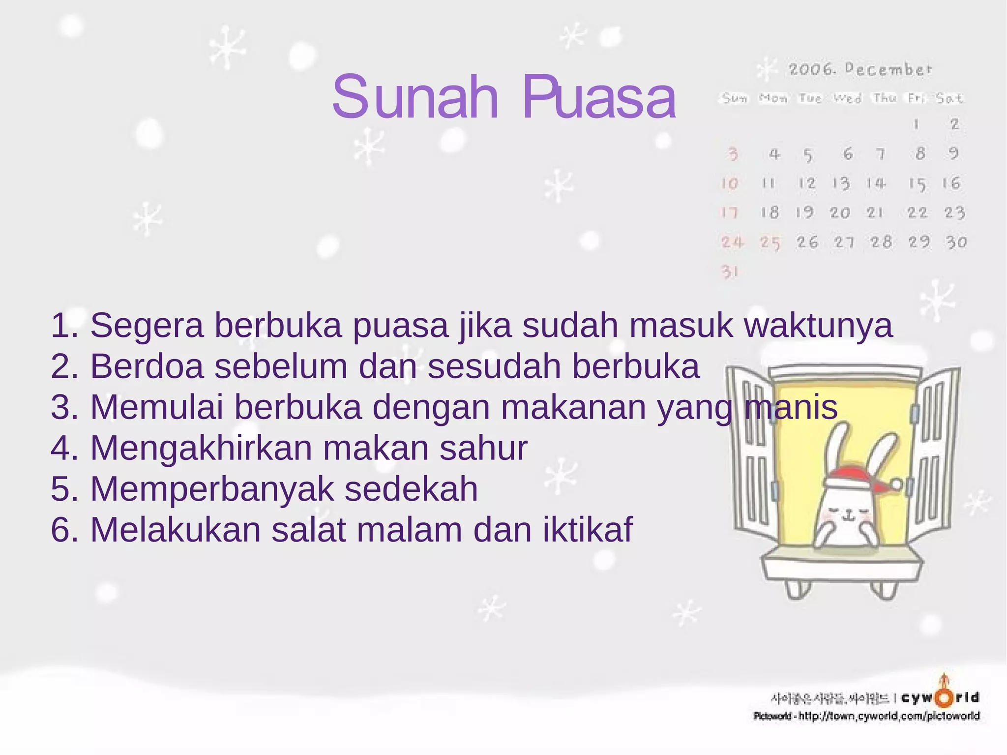 [AGAMA] Puasa (Jenis-Jenis, Syarat, Rukun, Sunnah Puasa, dll) | PPT