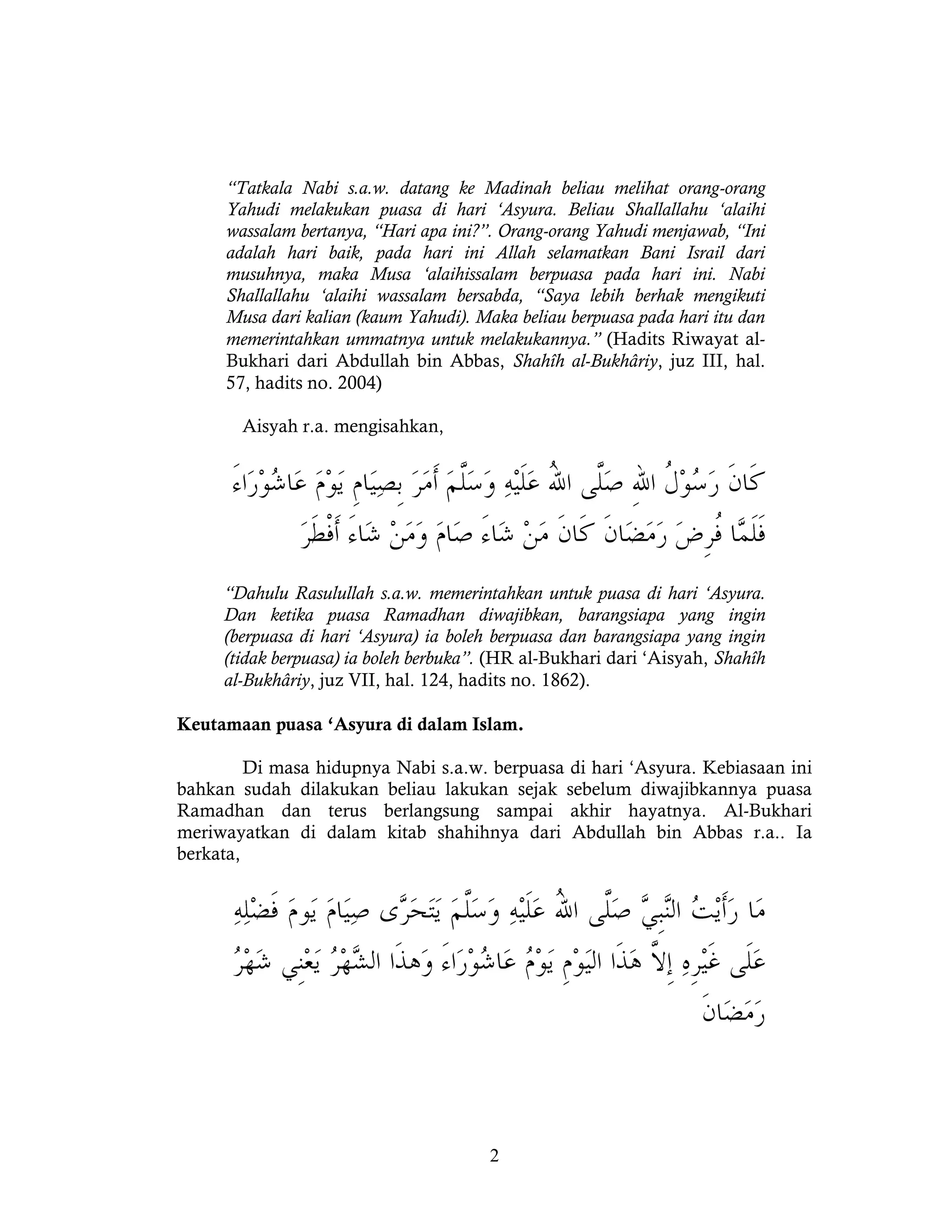 Puasa ‘asyura, puasa sunnah di bulan muharram | PDF