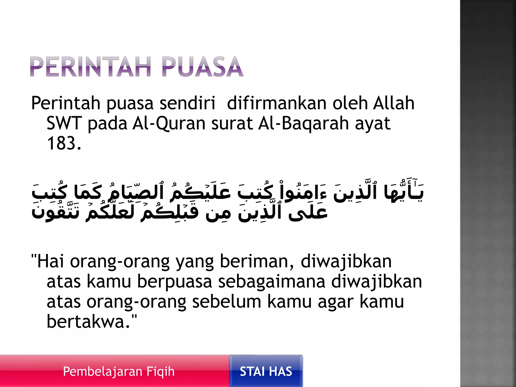 Puasa dan jenis jenisnya | PPTX