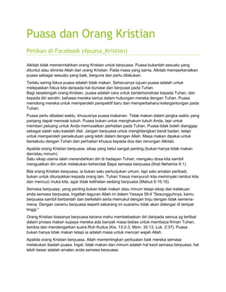 Puasa dan orang Kristian | PDF