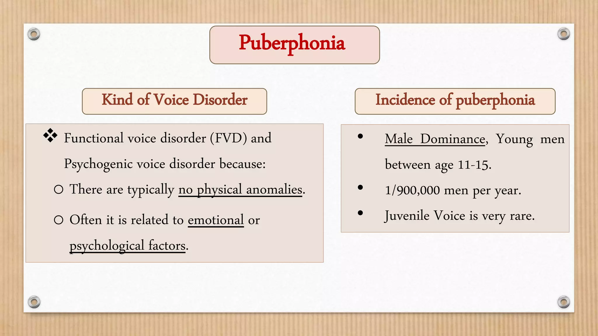 Pubertal voice disorders & Puberphonia, Dr Fadaly | PPSX