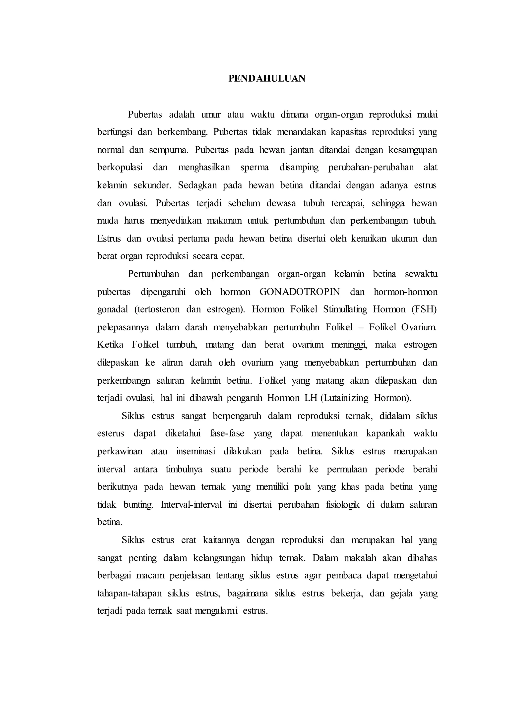 Pubertas, estrus dan ovulasi | DOCX