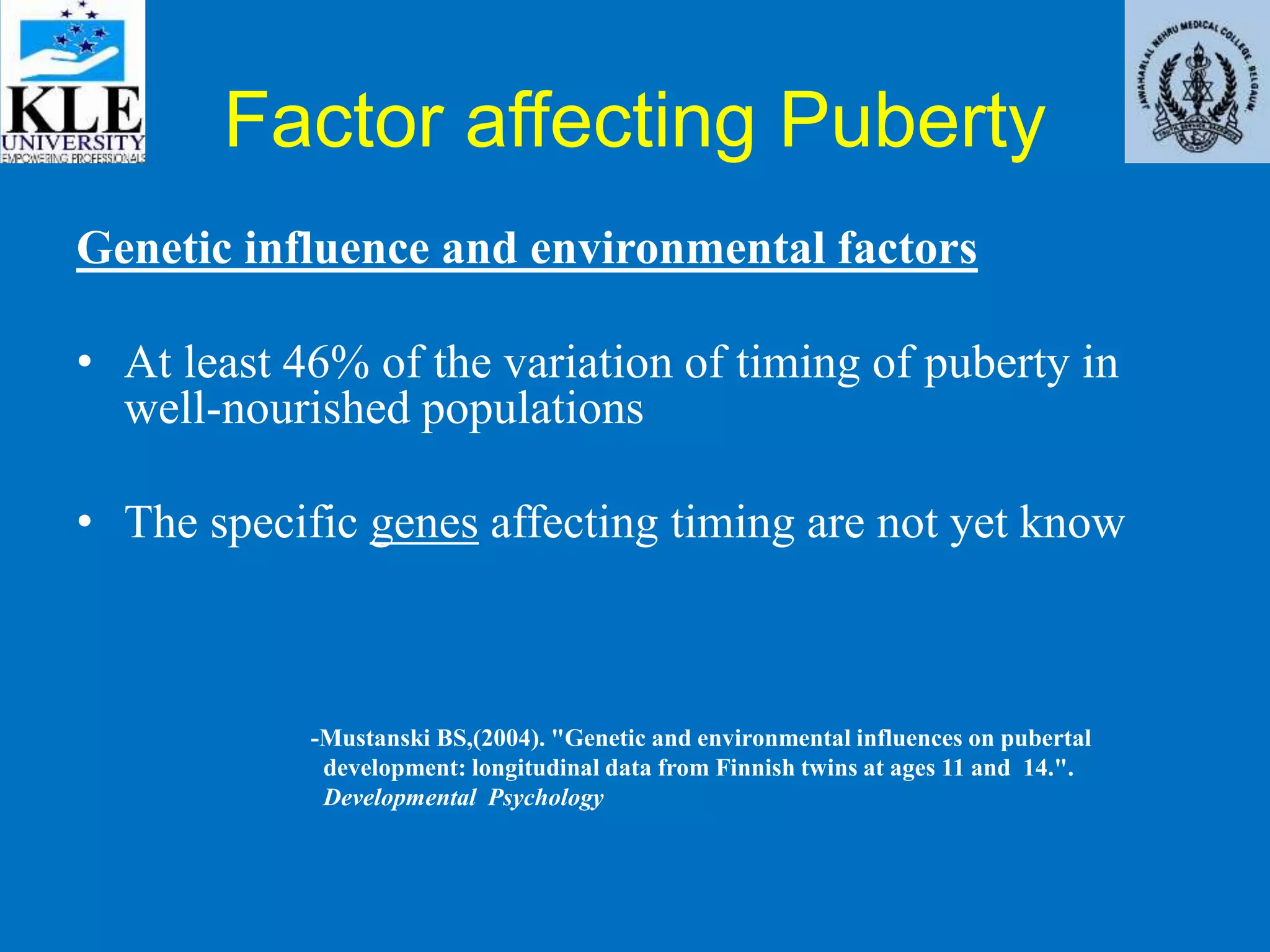 Puberty ( Assessment and Factor affecting puberty) | PPTX