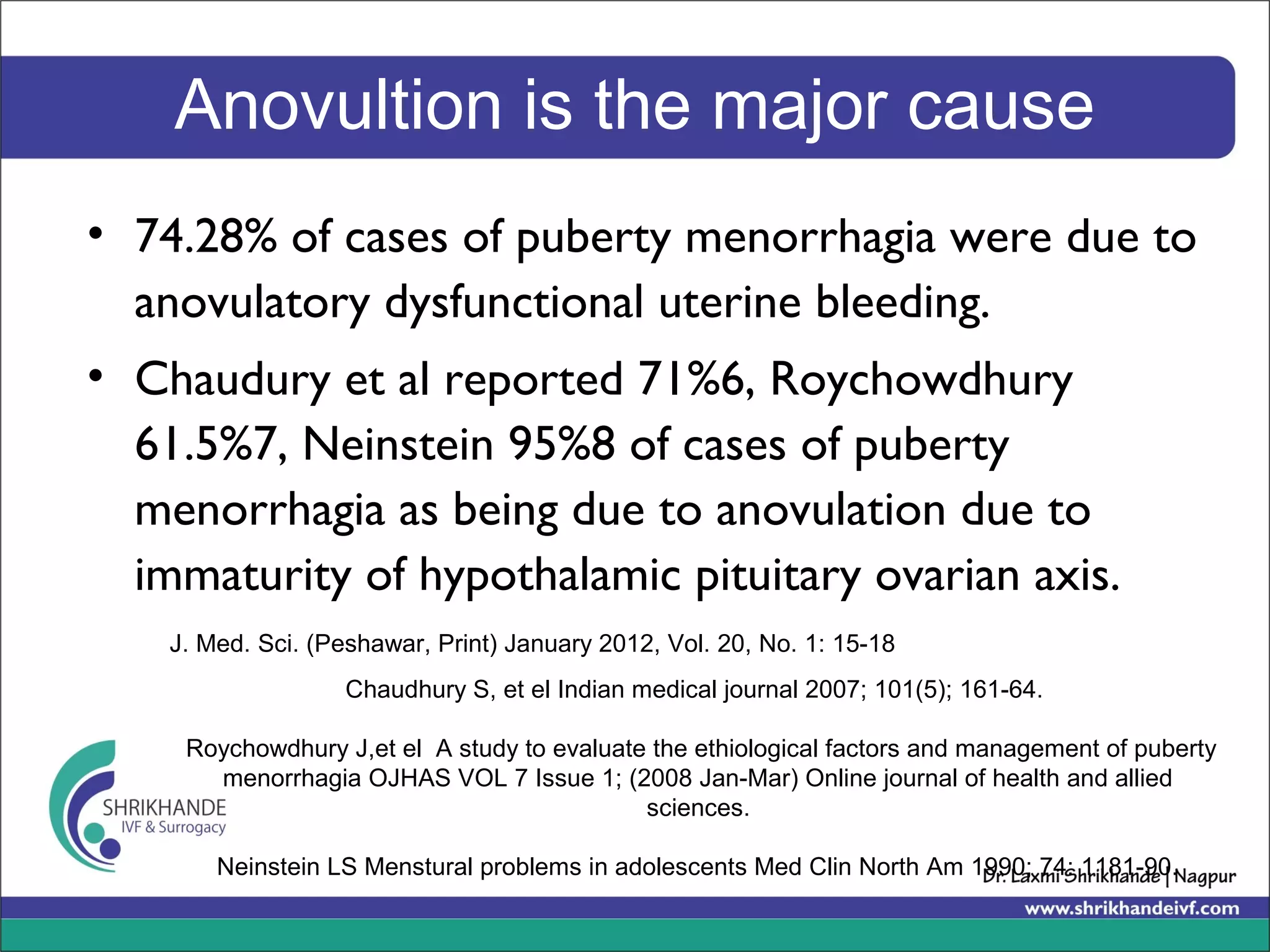 What is normal blood loss | Puberty menorrhagia | PPT