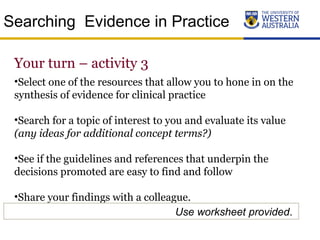 Finding Empirical Evidence, C: Guidelines and Protocols | PPT