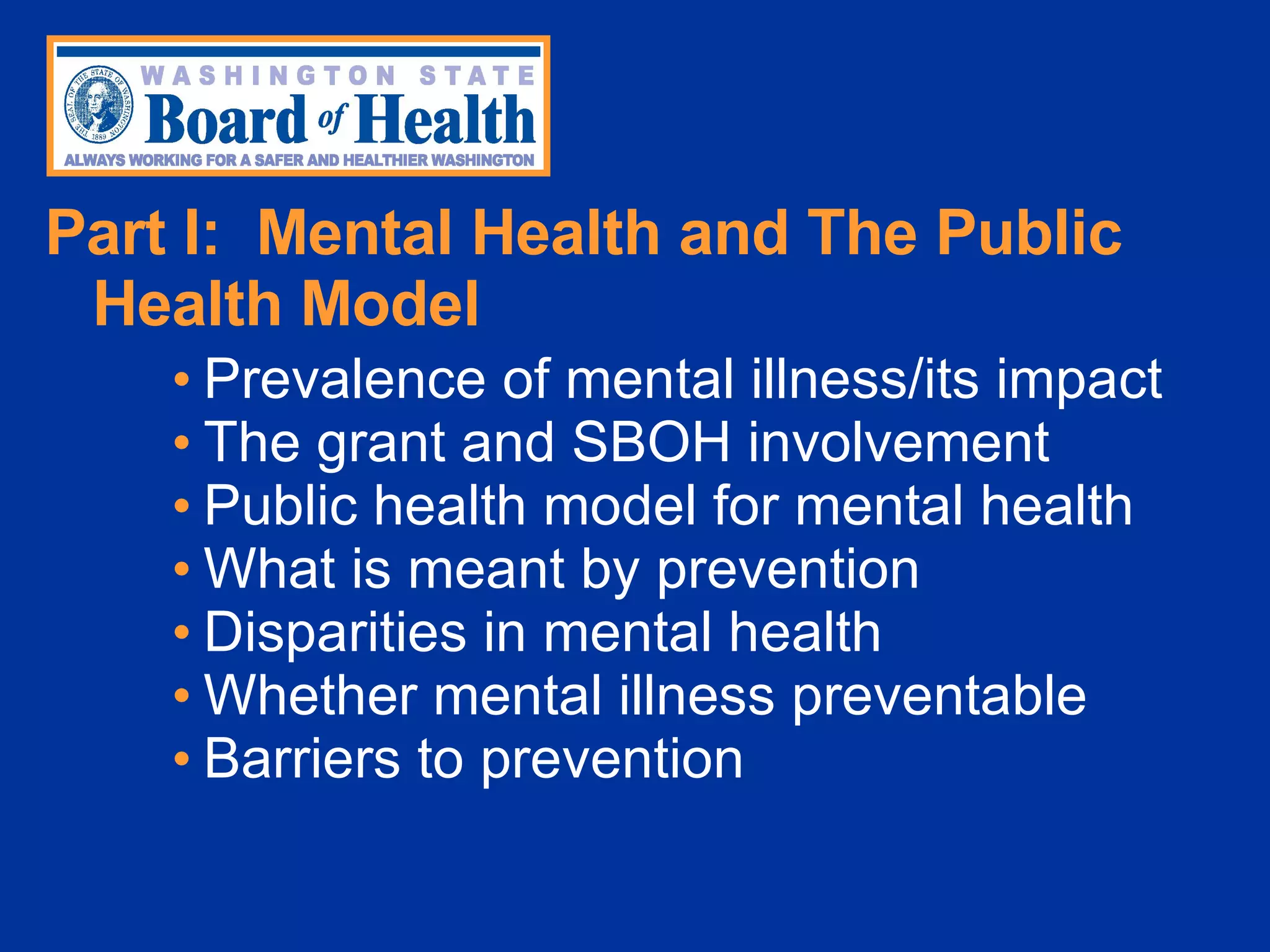 Public Health Model for Mental Health | PPS