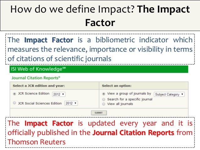Publication in scientific journals. Impact factors