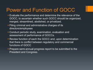 CHARACTERISTICS AND POWERS OF GOCCs | PPTX